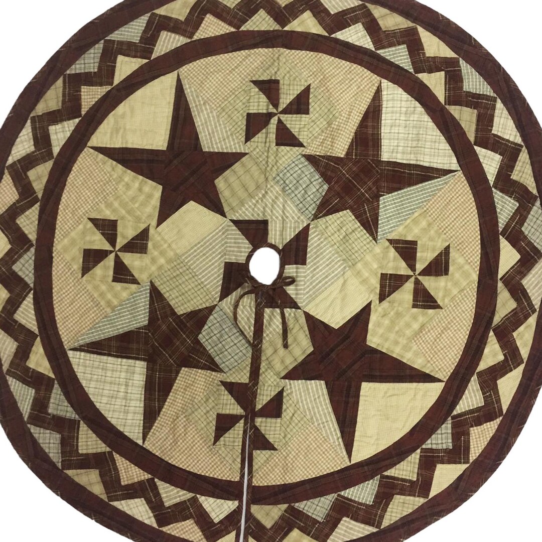 Christmas Tree Skirt 46" Round Hand Made Hand Quilted Patchwork ...