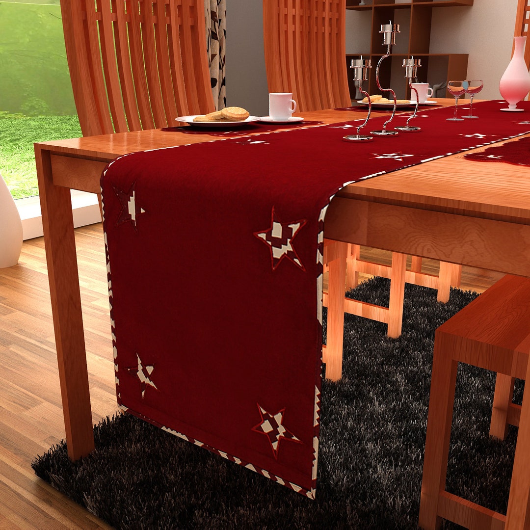 Cotton Table Runner & Toppers Premium Tapestry Cotton Fabric Dark Red ...
