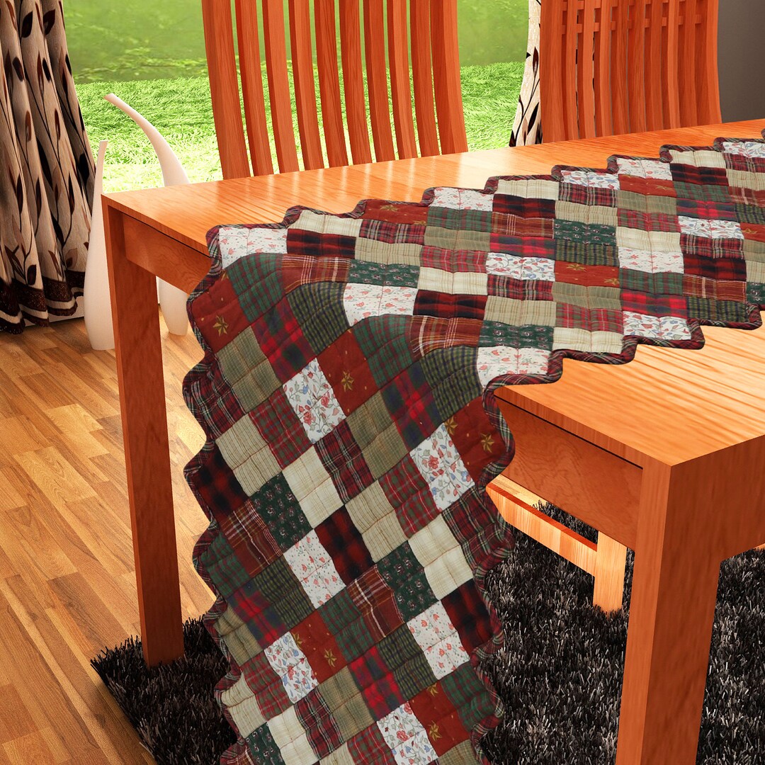 Quilted Table Runner & Toppers Patchwork Mix Plaid, Print Country by ...