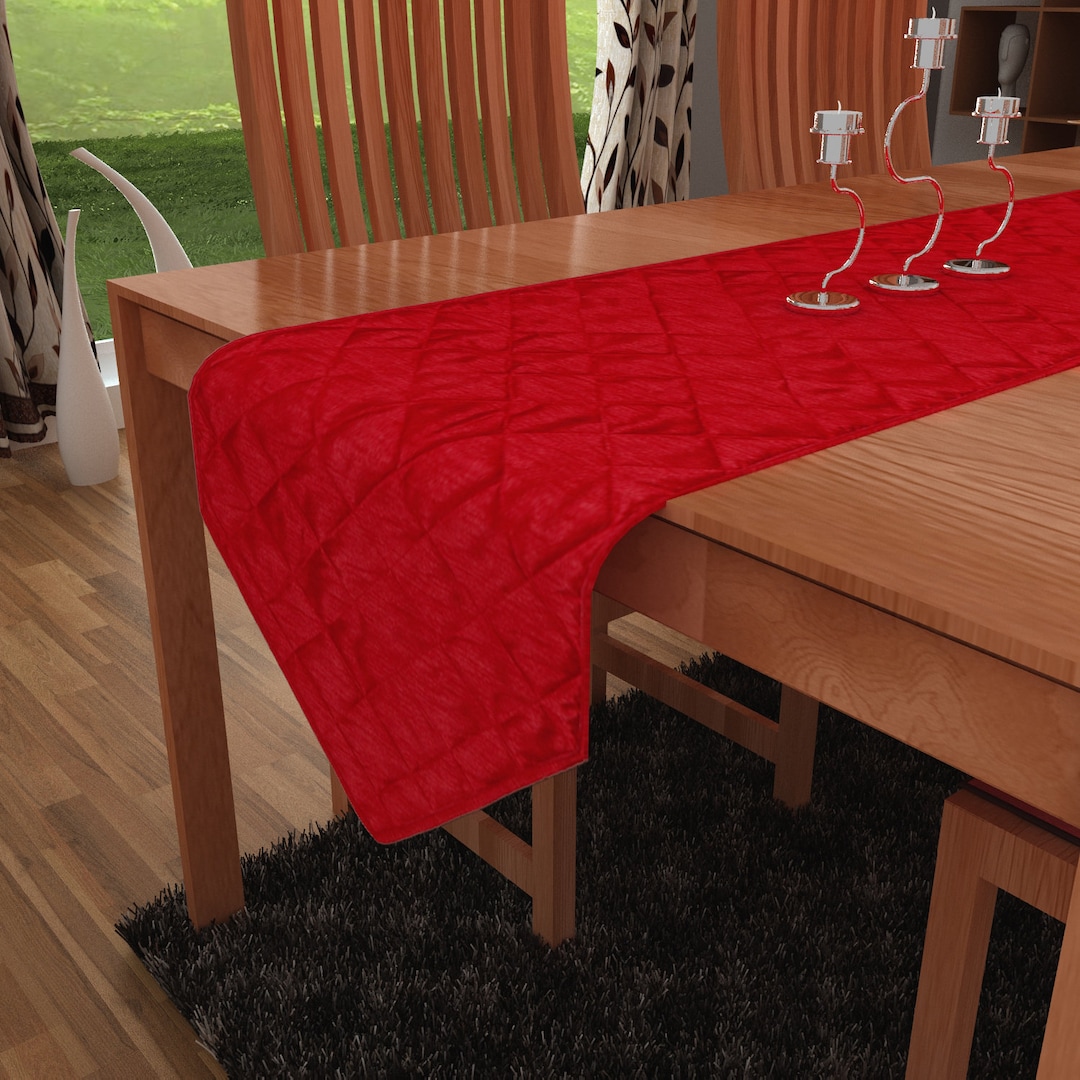 Quilted Table Runner & Toppers Red Dupioni Silk by Home Heart Brands ...
