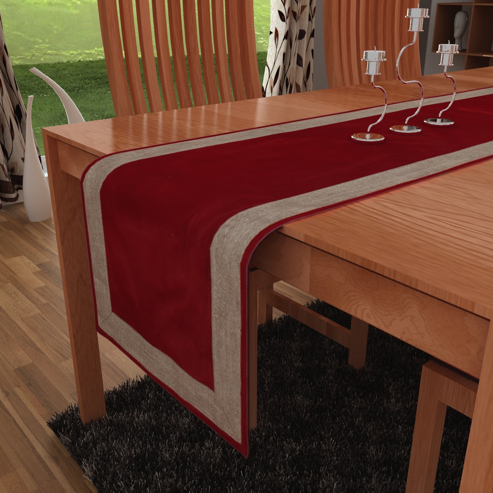 Velvet Table Runner & Toppers Premium Cardinal Red With Ivory Lurex ...
