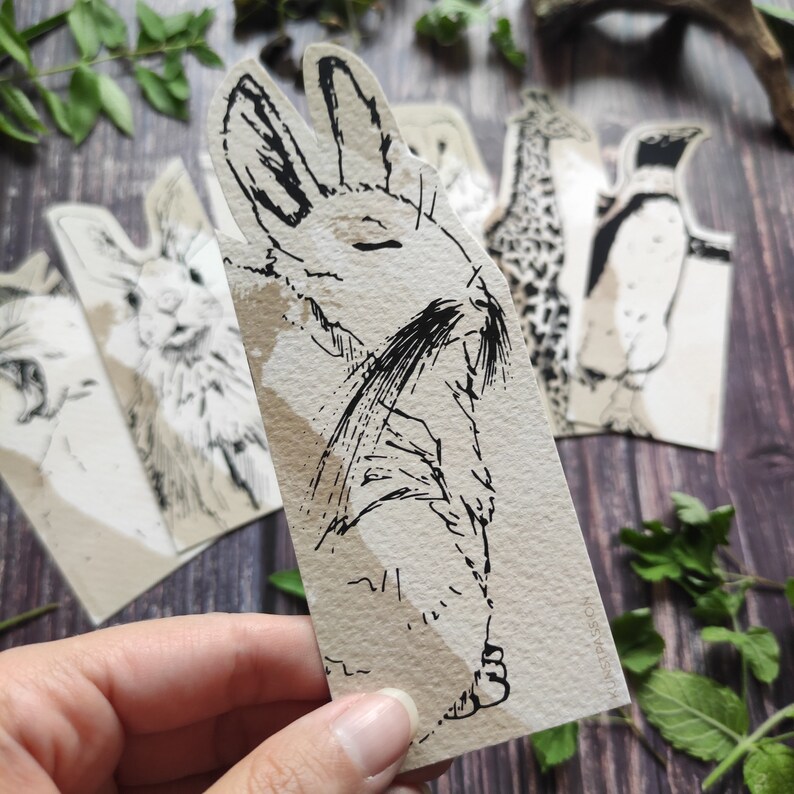 'animals' Bookmark Set: Hand Drawn Animals, Eco-friendly Paper, for ...