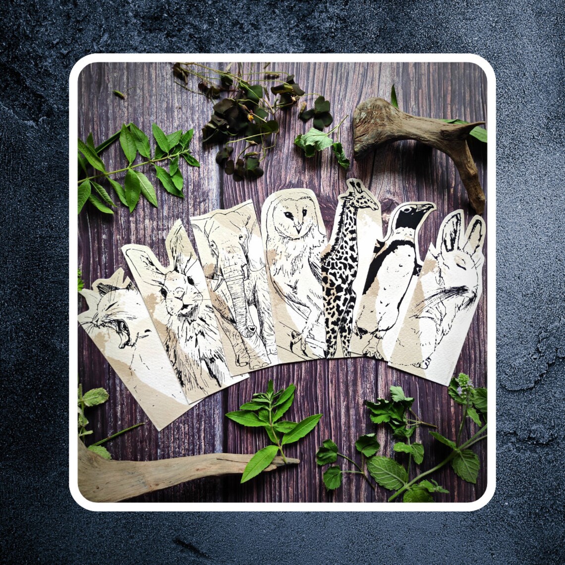 'animals' Bookmark Set: Hand Drawn Animals, Eco-friendly Paper, for ...