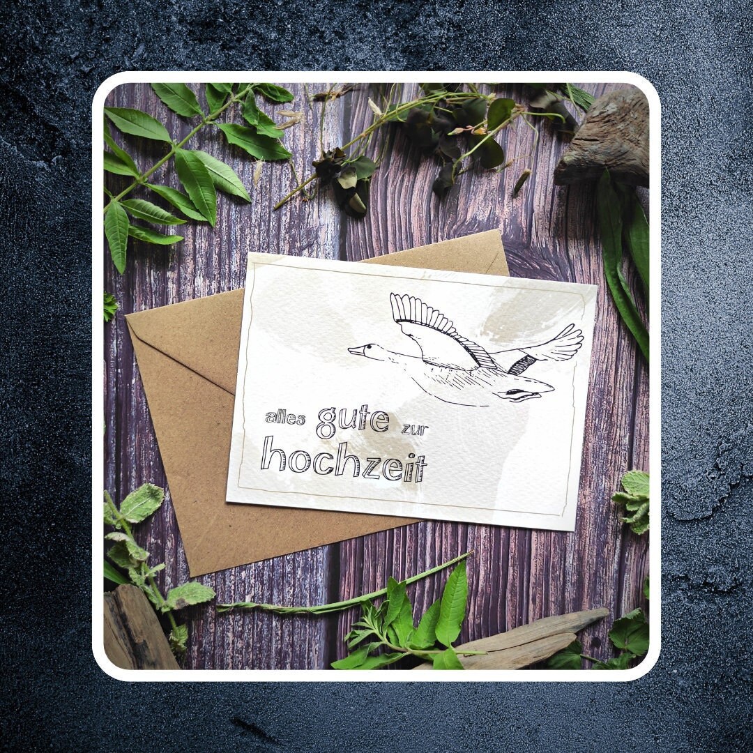 Handmade Wedding Congratulations Card With Nature Motif Personal ...