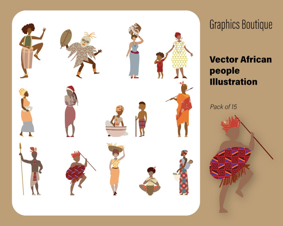 Flat Vector African People Illustration (ai, Svg, Png) - Architectural ...