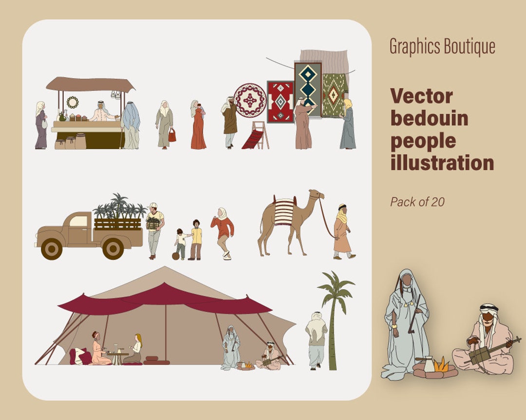 Flat Vector Bedouin People Illustration (ai, Svg, Png) - Architectural ...