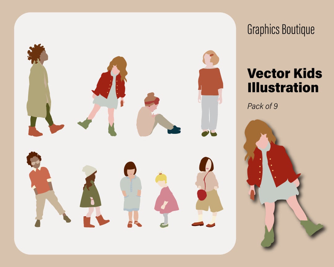 Flat Vector Kids Illustration (ai, Svg, Png) - Architectural Graphics ...