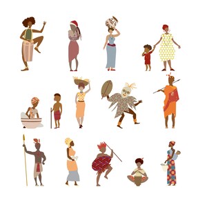 Flat Vector African People Illustration (ai, Svg, Png) - Architectural ...