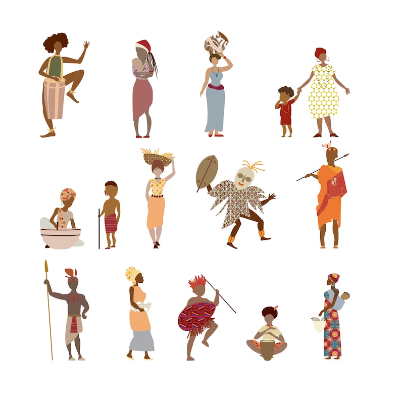 Flat Vector African People Illustration ai, Svg, Png Architectural ...