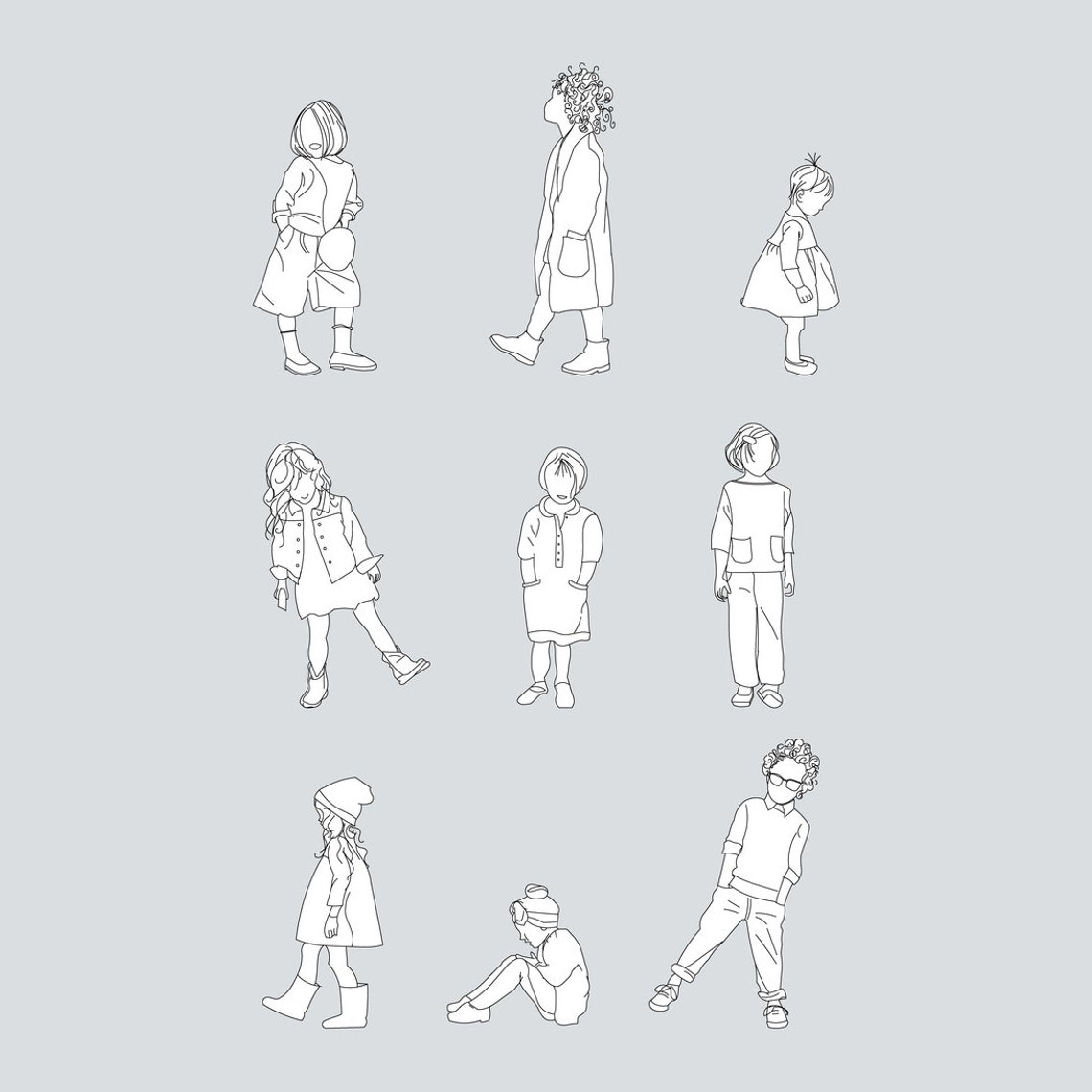 Flat Vector Kids Chidlren Illustration (AI, PNG) - Architectural ...