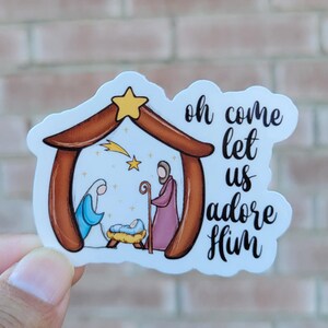 Oh Come Let Us Adore Him Sticker Christmas Sticker Christian Stickers ...