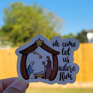 Oh Come Let Us Adore Him Sticker Christmas Sticker Christian Stickers ...