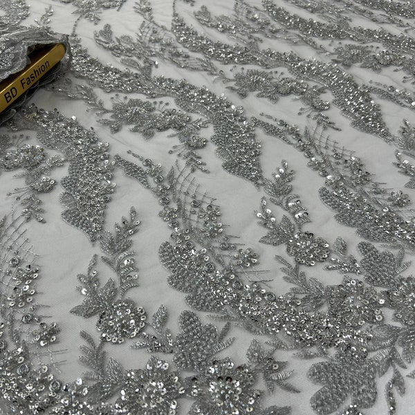 Silver Lace Fabric - Etsy