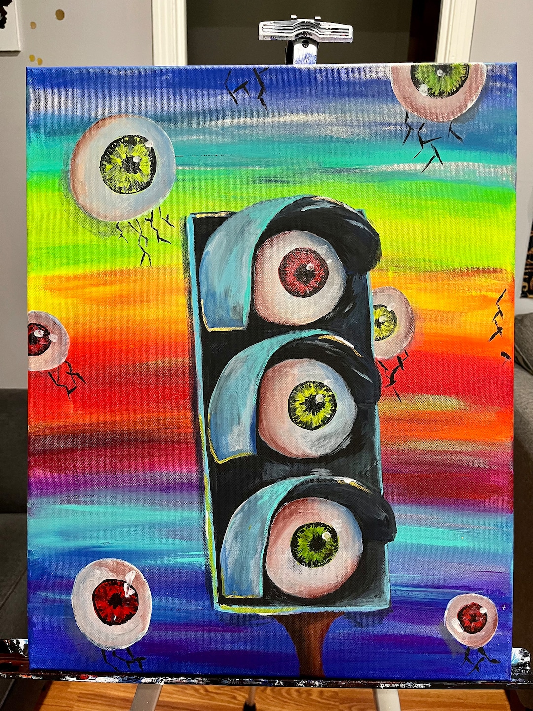 Traffic Light Canvas Painting, Canvas Painting, Painting, Acrylic ...