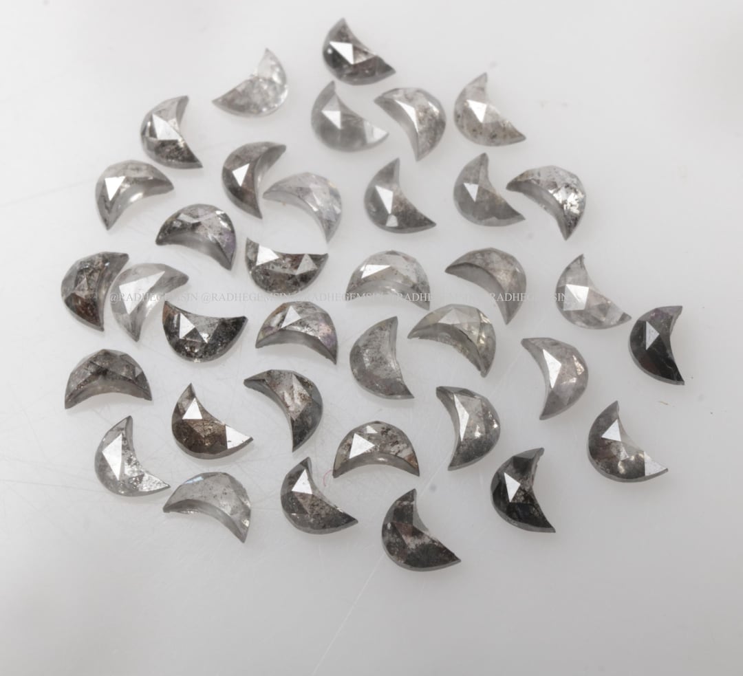 3.0 MM Crescent Cut Salt and Pepper Diamond, Natural Loose Crescent Cut ...