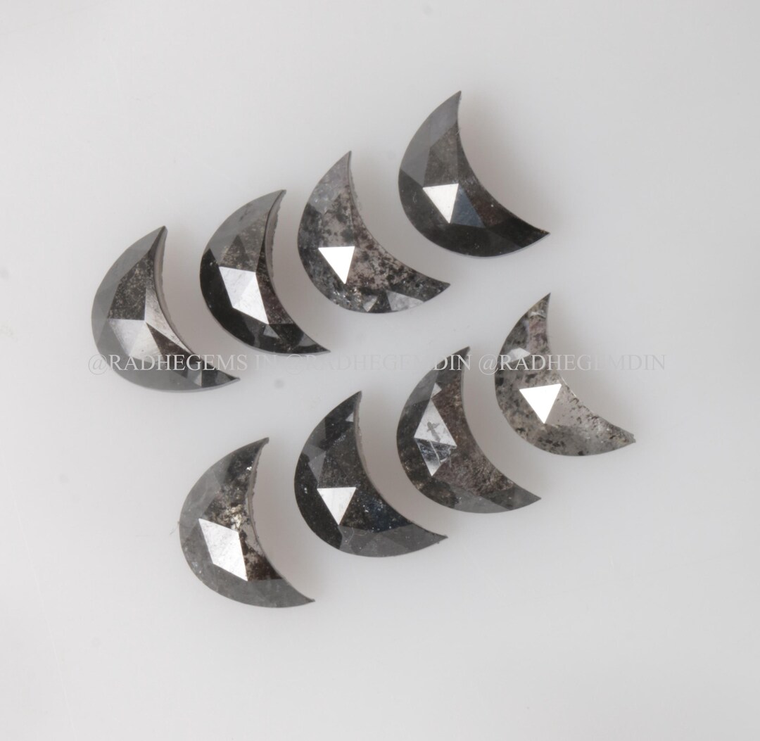 5.0MM/6.0 MM Crescent Cut Diamond, Salt and Pepper Diamond, Natural ...