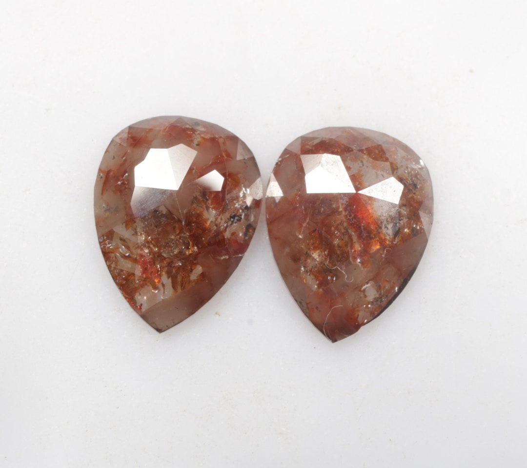 1.56 CT 8.5 X 6.6 MM Natural Loose Pear Shape Diamond, Fancy Red/brown Color Pear Diamond, Pair ...