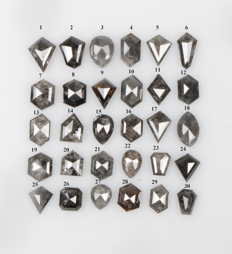 Natural Loose Diamond, Kite/pear/hexagon Cut Diamond, Salt and Pepper ...