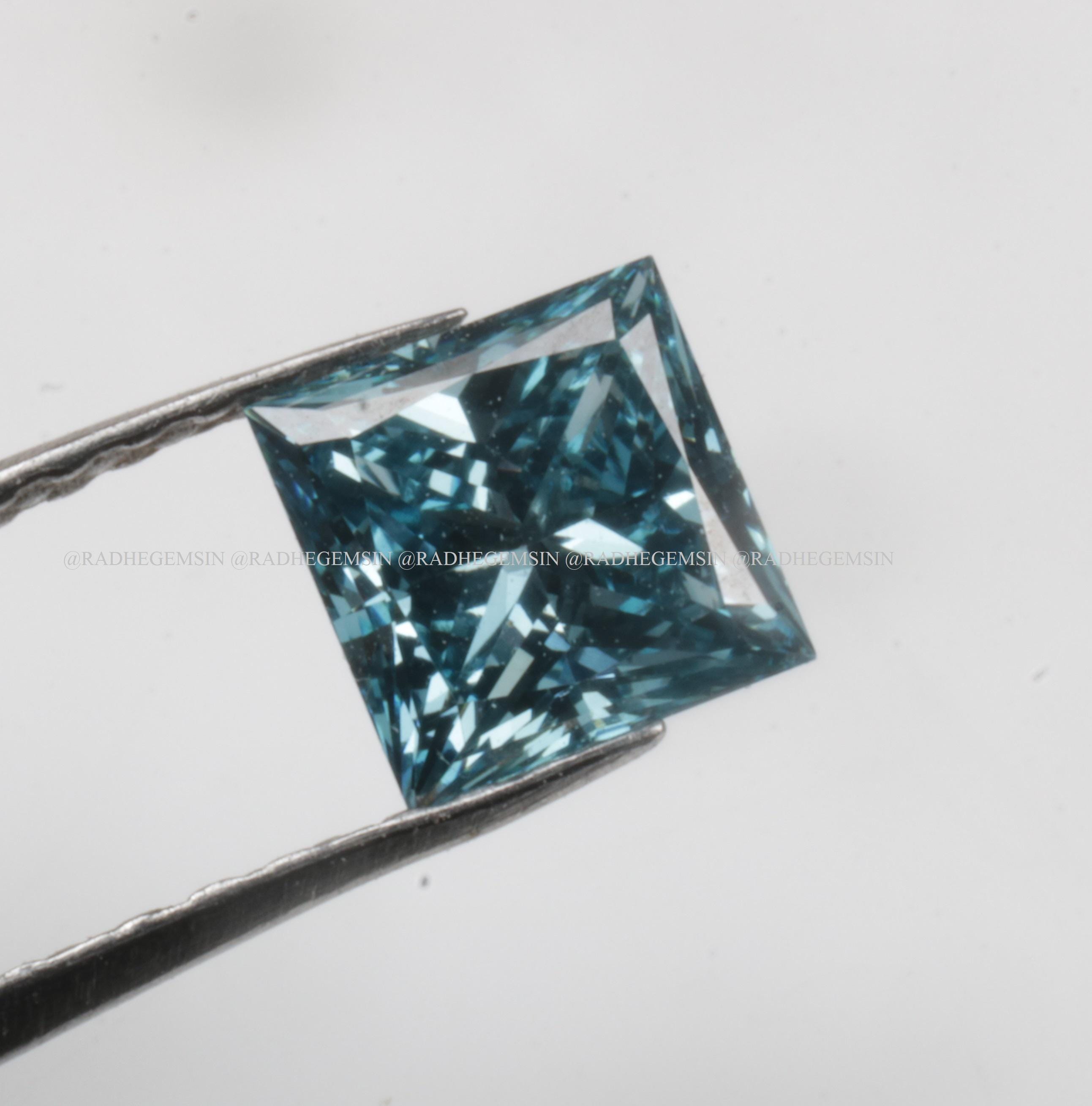 Princess Cut Lab Grown Diamond, Blue Princess Cut Diamond, Blue Lab ...