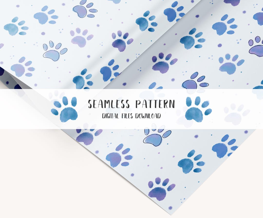 Seamless Paw Print Pattern, Animal Paw Pet Digital Paper, Paw Print ...