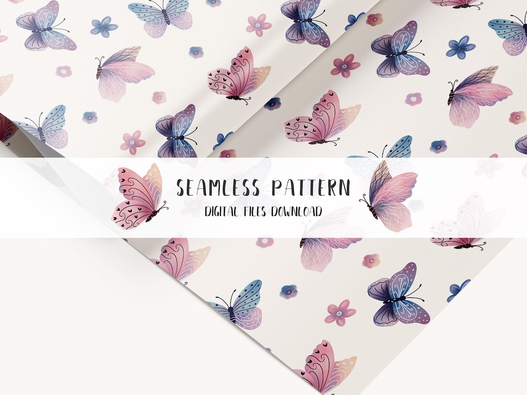 Seamless Watercolor Butterflies and Flowers Pattern in Pastel Colors ...