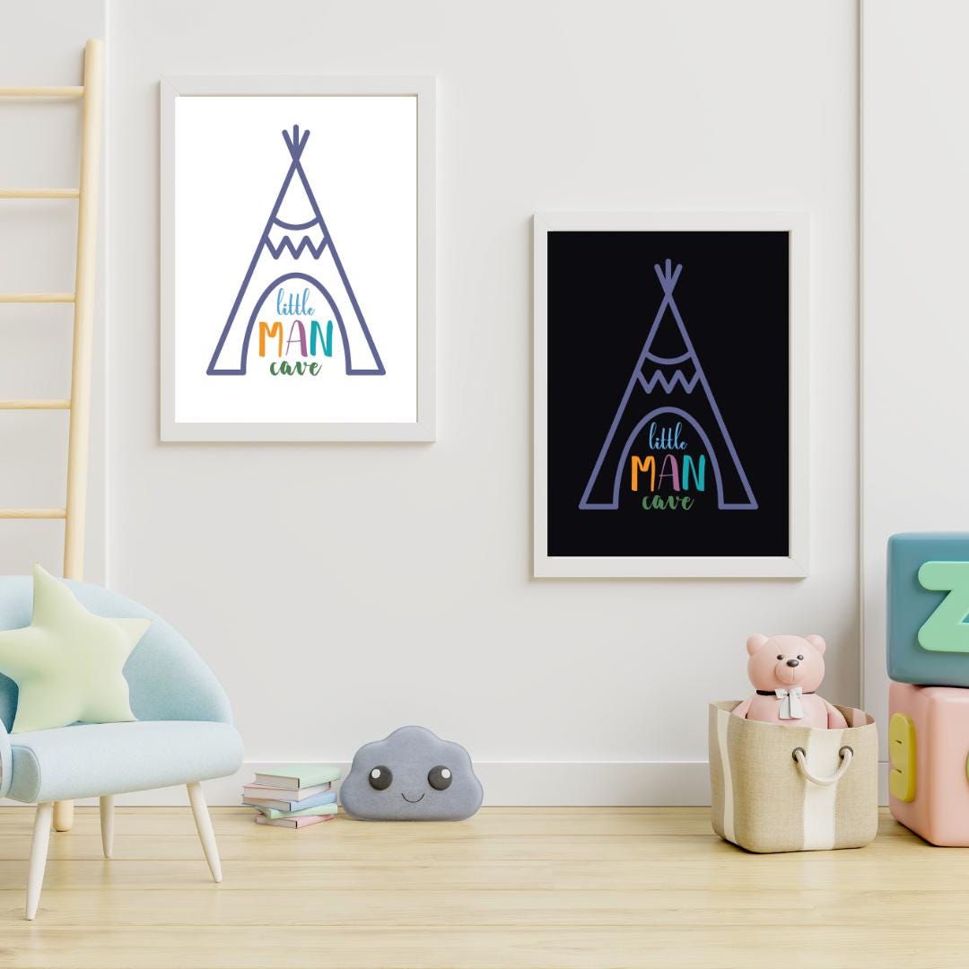 Little Man Cave Print Svg, Boys Wall Art, Bedroom Decor, Boys Kids Room ...