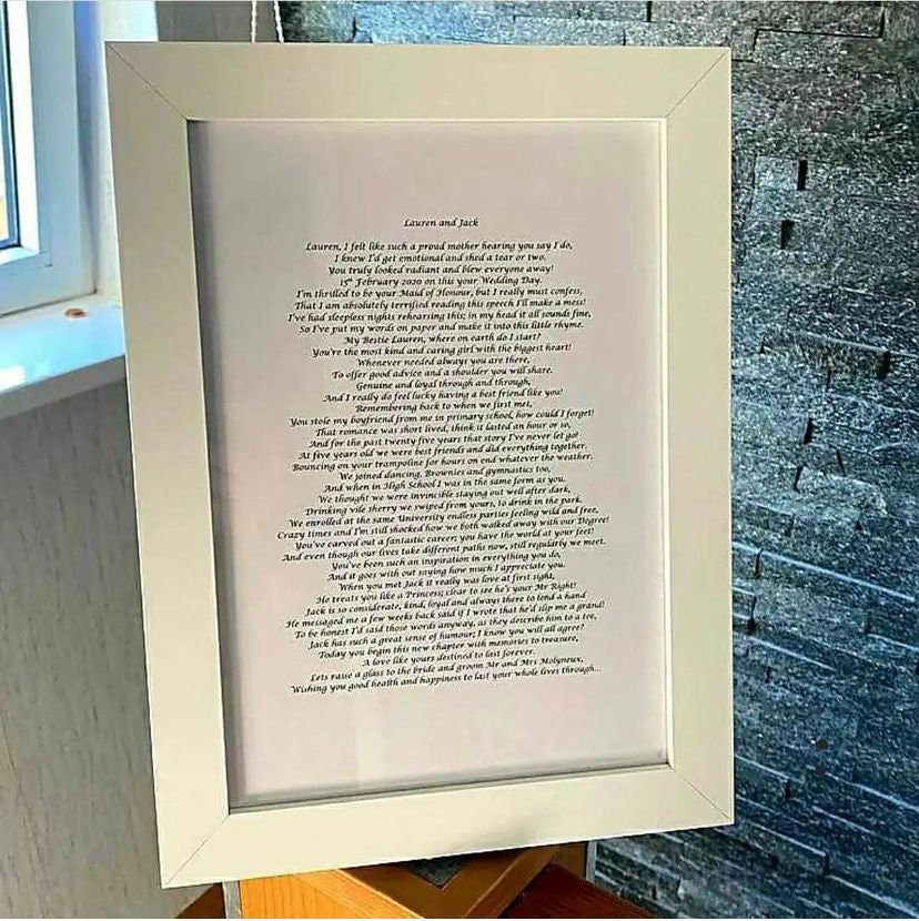 Personalised Bespoke Poem Framed and Gift Boxed - Etsy