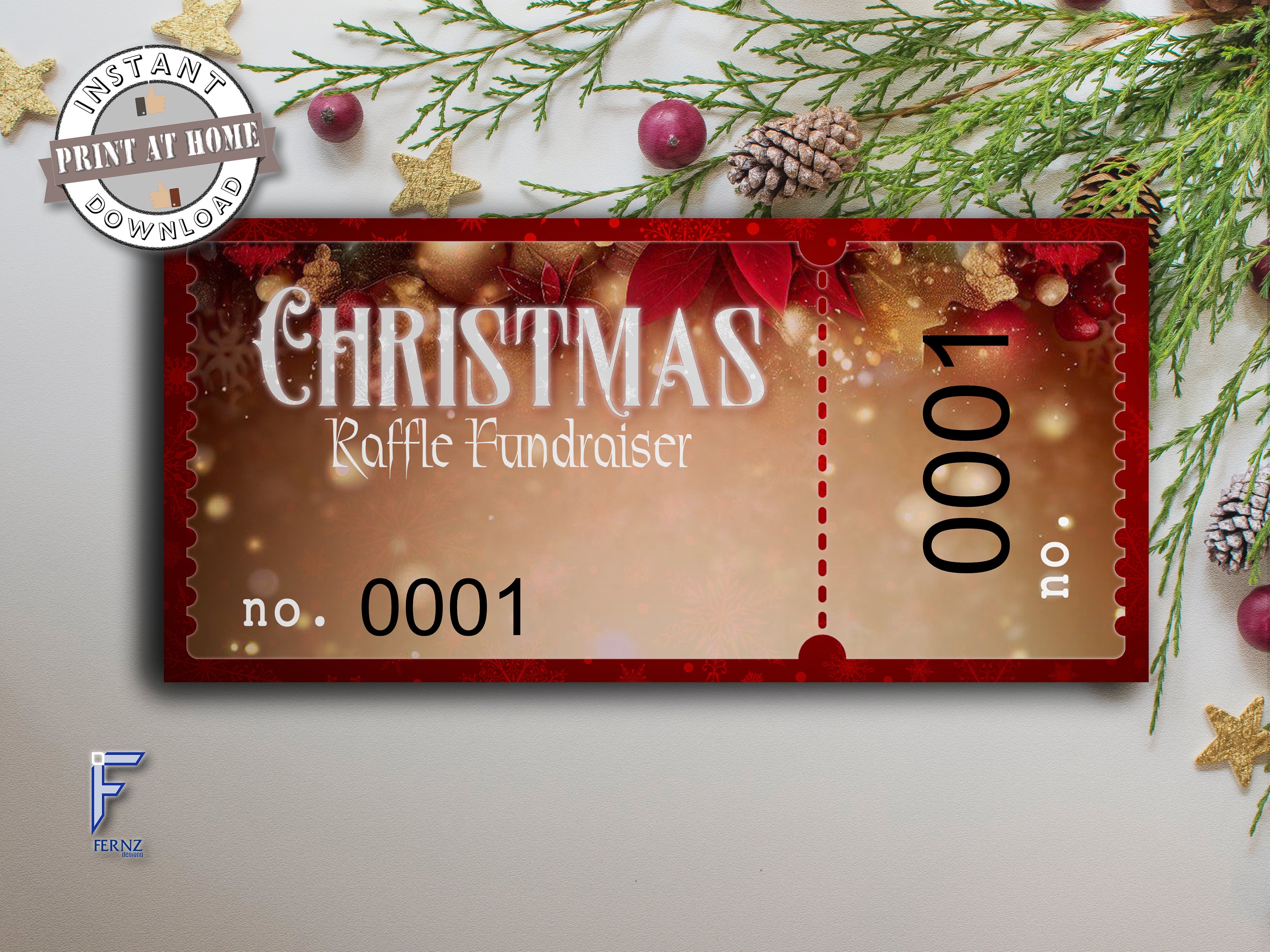 RAFFLE TICKET TEMPLATE, Christmas Raffle Ticket, Christmas Ticket ...