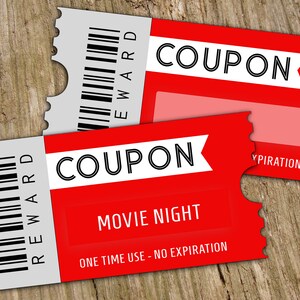 REWARD COUPON TICKET, Printable Reward Coupons, Editable Coupons, Kids ...