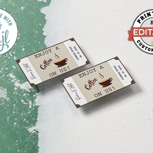 CUSTOMIZABLE COFFEE Ticket Voucher, Printable, Event Ticket, Editable ...