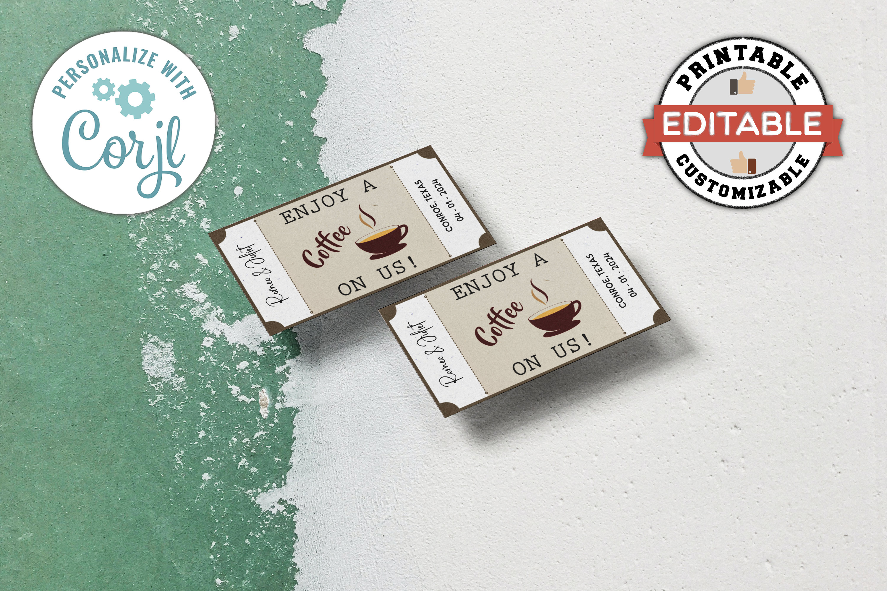 CUSTOMIZABLE COFFEE Ticket Voucher, Printable, Event Ticket, Editable ...