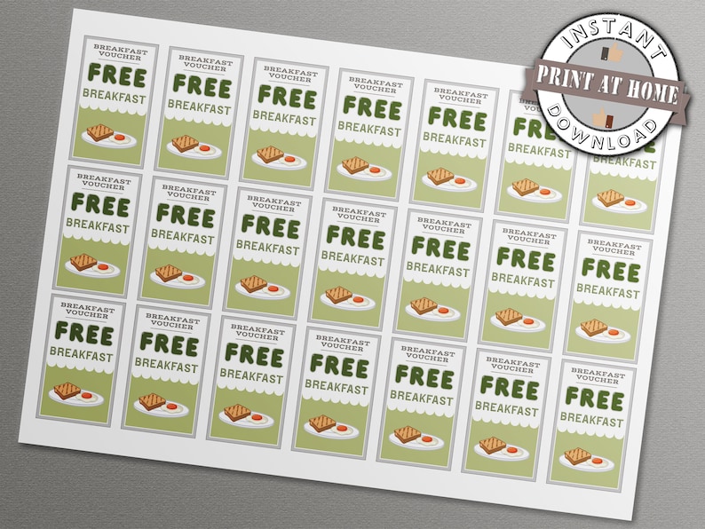 FREE BREAKFAST VOUCHER in Vibrant Color, Breakfast Tickets, Event ...