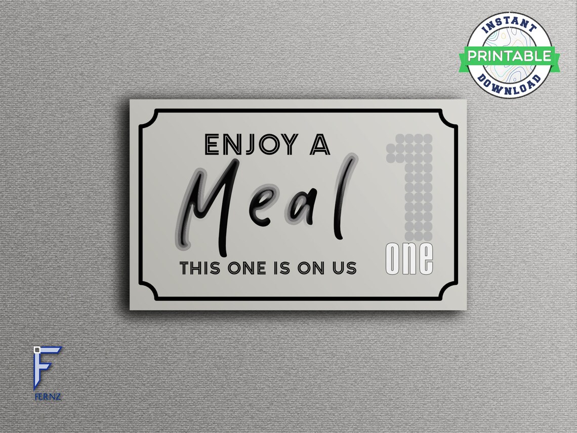 Printable Meal Ticket Voucher, Party Favor, Instant Digital Download - Etsy