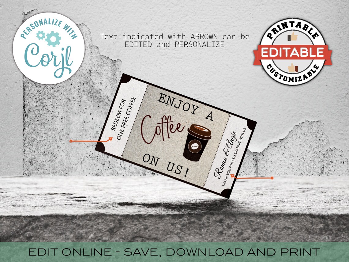 CUSTOMIZABLE COFFEE Ticket Voucher, Enjoy Coffee, Event Ticket ...