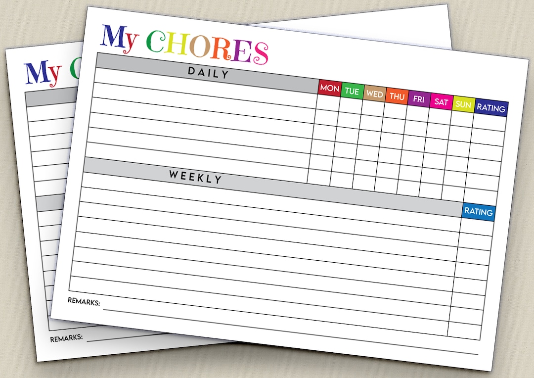 MY CHORES PLANNER, Daily-weekly Chores Planner, Cleaning Chores ...