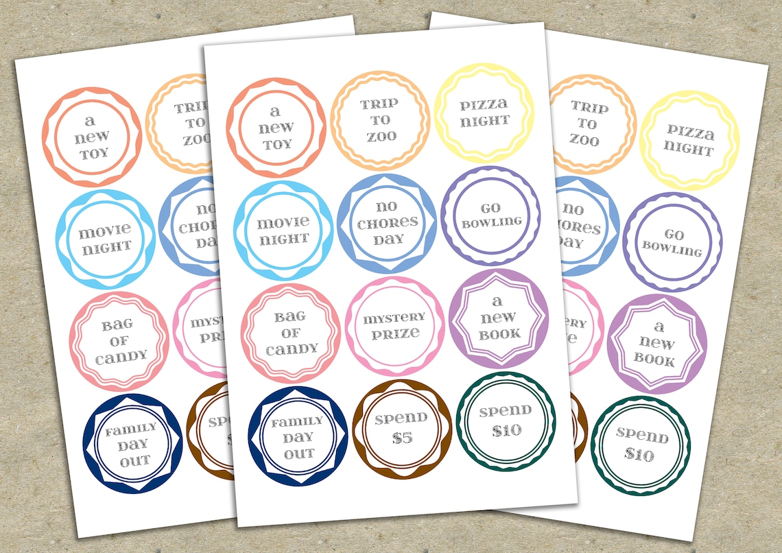 PRINTABLE REWARD TOKEN Printable Token Coupons Kids Activity - Etsy