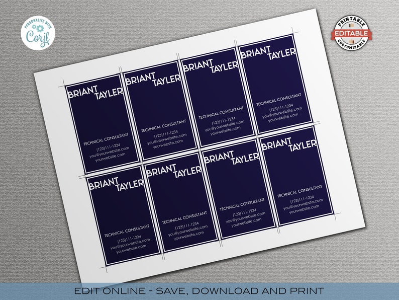 Editable Business Card Template, Personalized Business Card Template ...