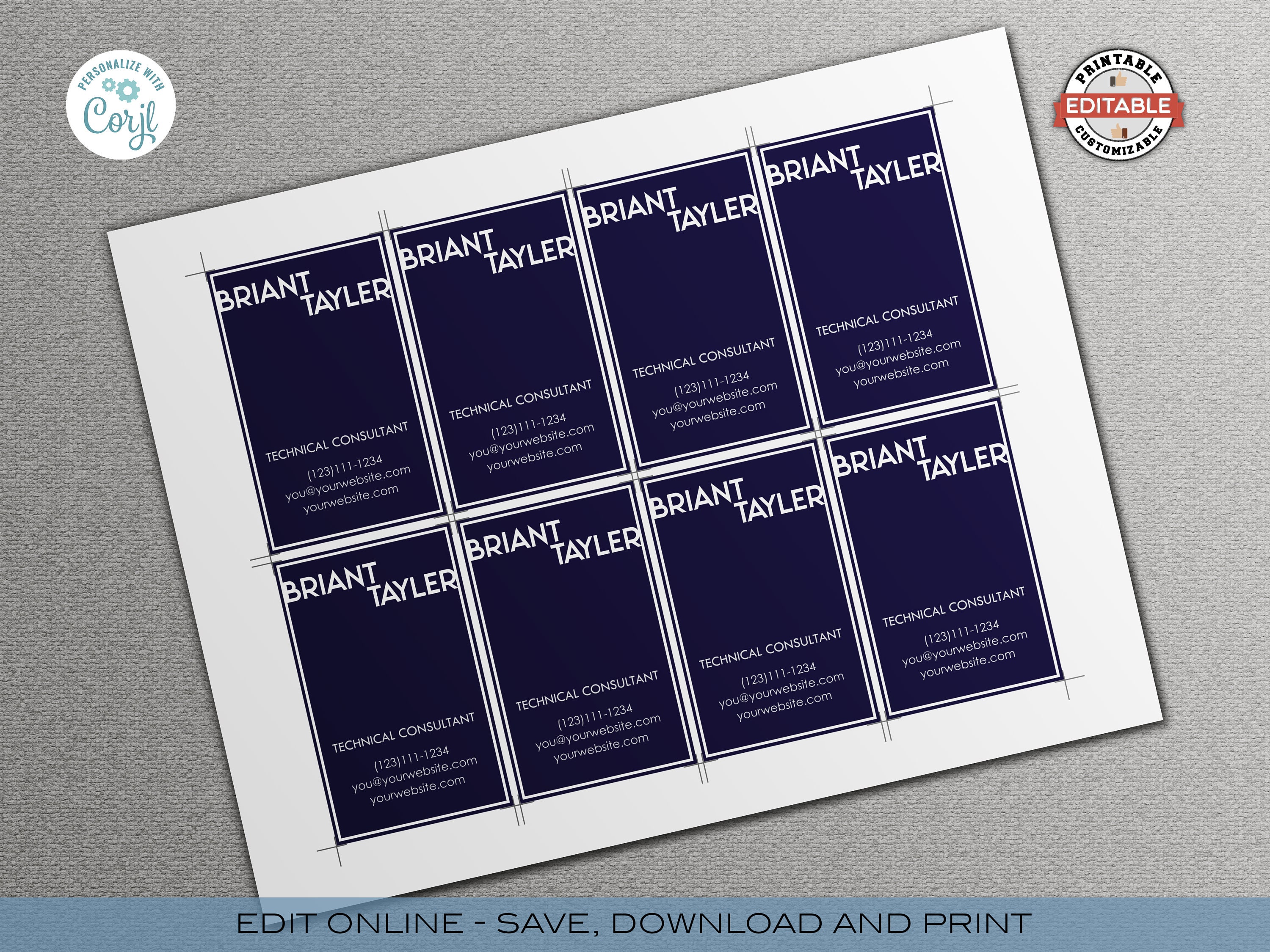 Editable Business Card Template, Personalized Business Card Template ...