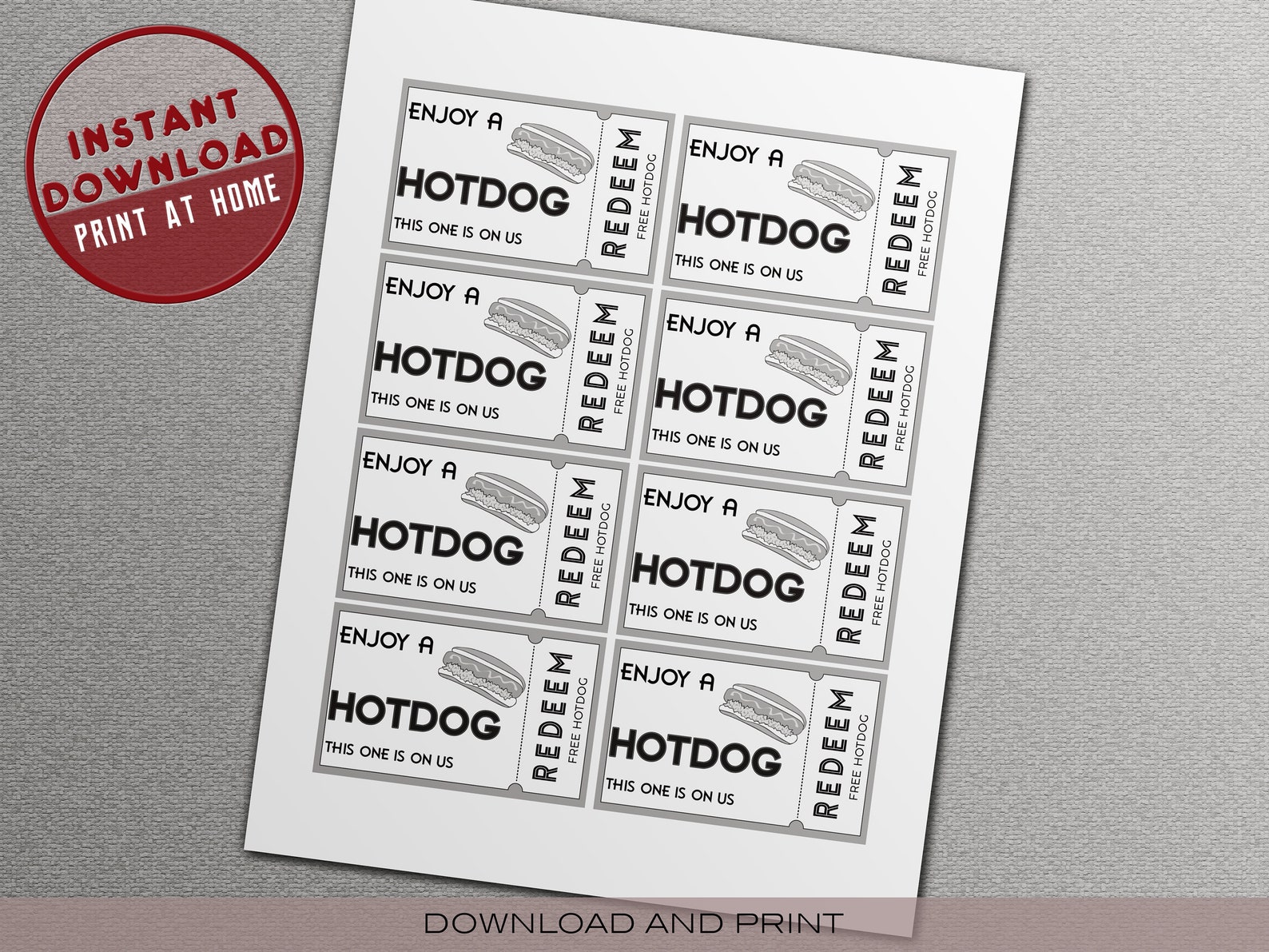 Printable Hotdog Voucher Tickets, Meal Activity (digital Download) - Etsy