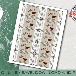 CUSTOMIZABLE COFFEE Ticket Voucher, Printable, Event Ticket, Editable ...