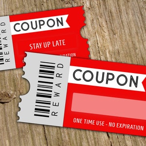 REWARD COUPON TICKET, Printable Reward Coupons, Editable Coupons, Kids ...