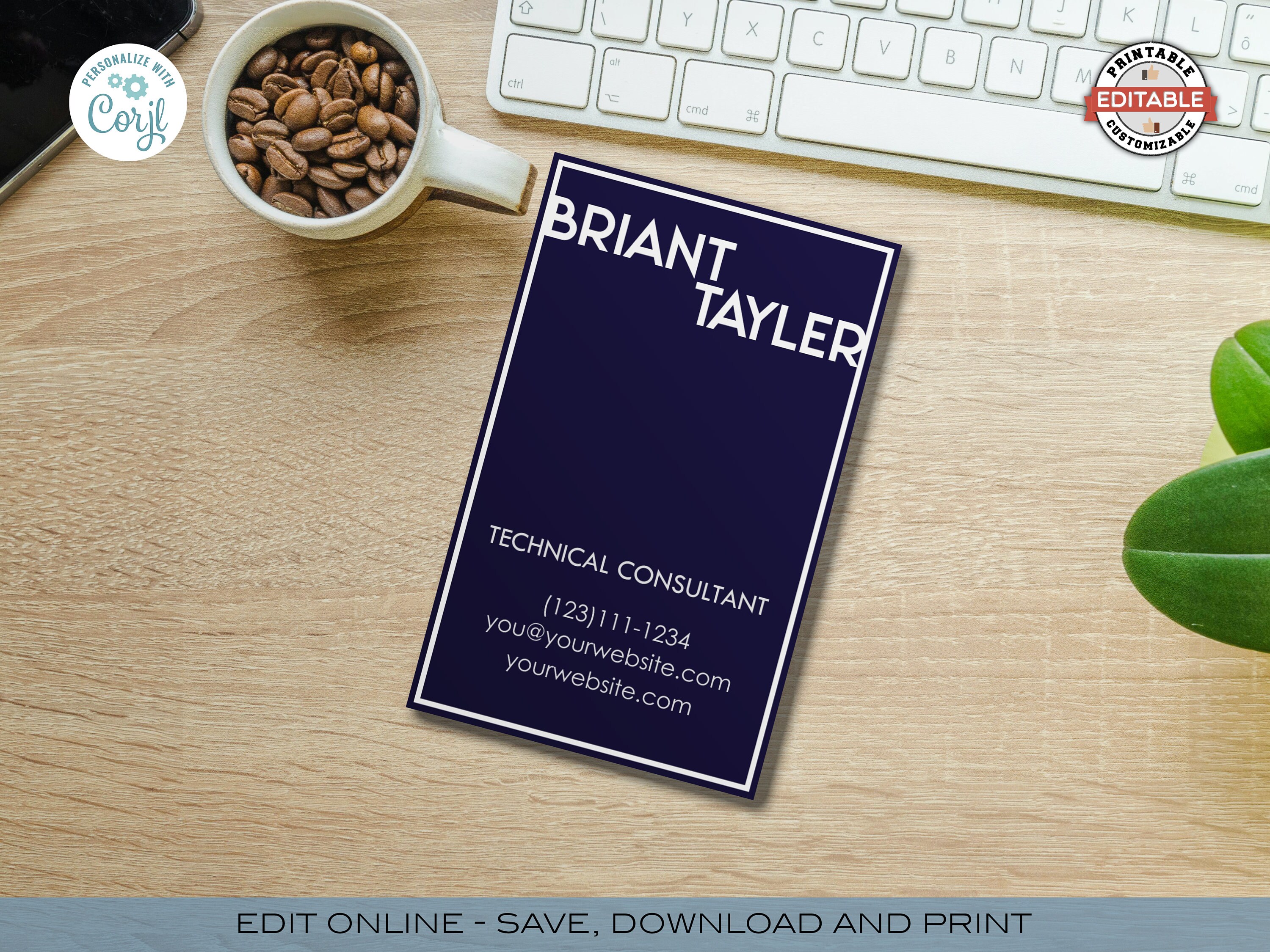 Editable Business Card Template, Personalized Business Card Template ...