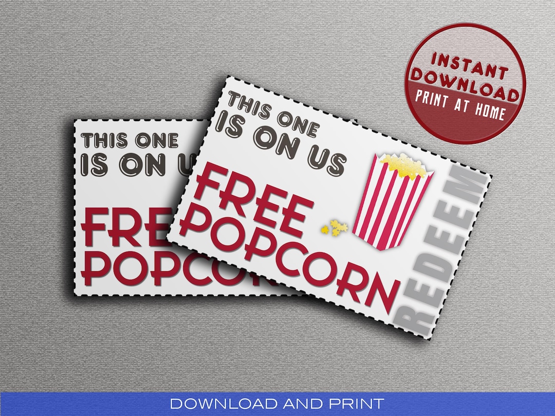 Free Popcorn Voucher, Event Snack Ticket, Instant Digital Download - Etsy