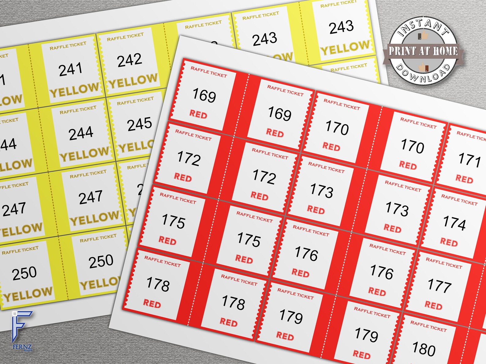 COLORED RAFFLE TICKETS, Raffle Ticket, Activity Raffle Ticket Numbers ...