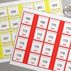 COLORED RAFFLE TICKETS, Raffle Ticket, Activity Raffle Ticket Numbers ...