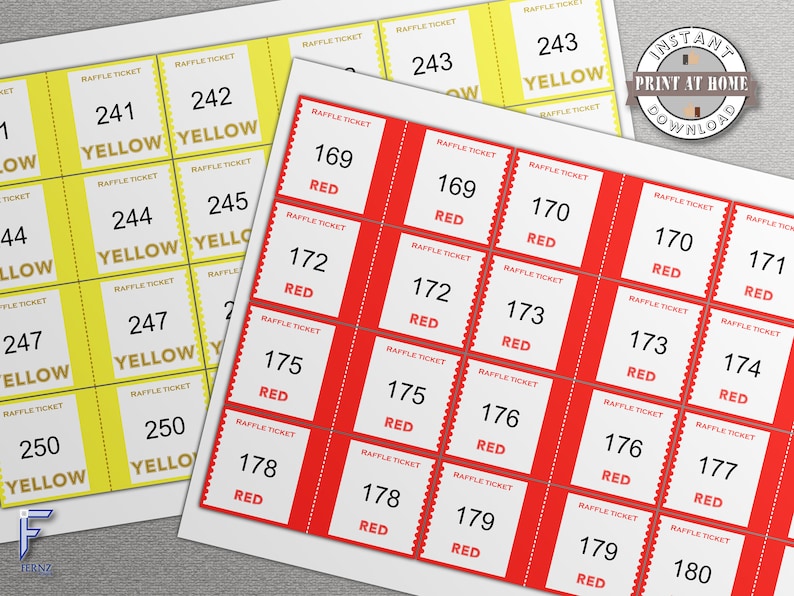 COLORED RAFFLE TICKETS, Raffle Ticket, Activity Raffle Ticket Numbers ...