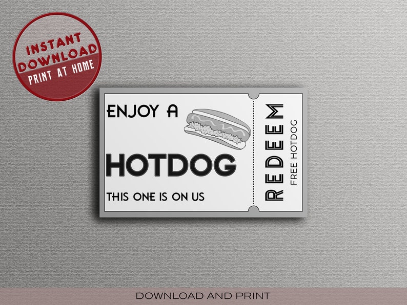 HOTDOG VOUCHER, Enjoy a Hotdog This One is on Us Tickets, Event Ticket ...