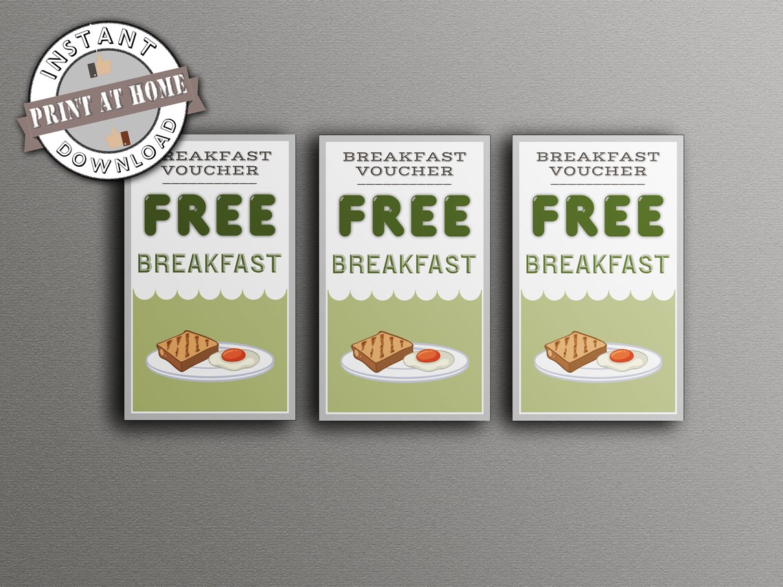 FREE BREAKFAST VOUCHER in Vibrant Color, Breakfast Tickets, Event ...