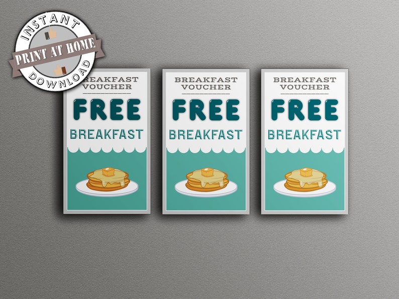 Printable Free Breakfast Voucher, Event Ticket (PDF & PNG), Instant ...
