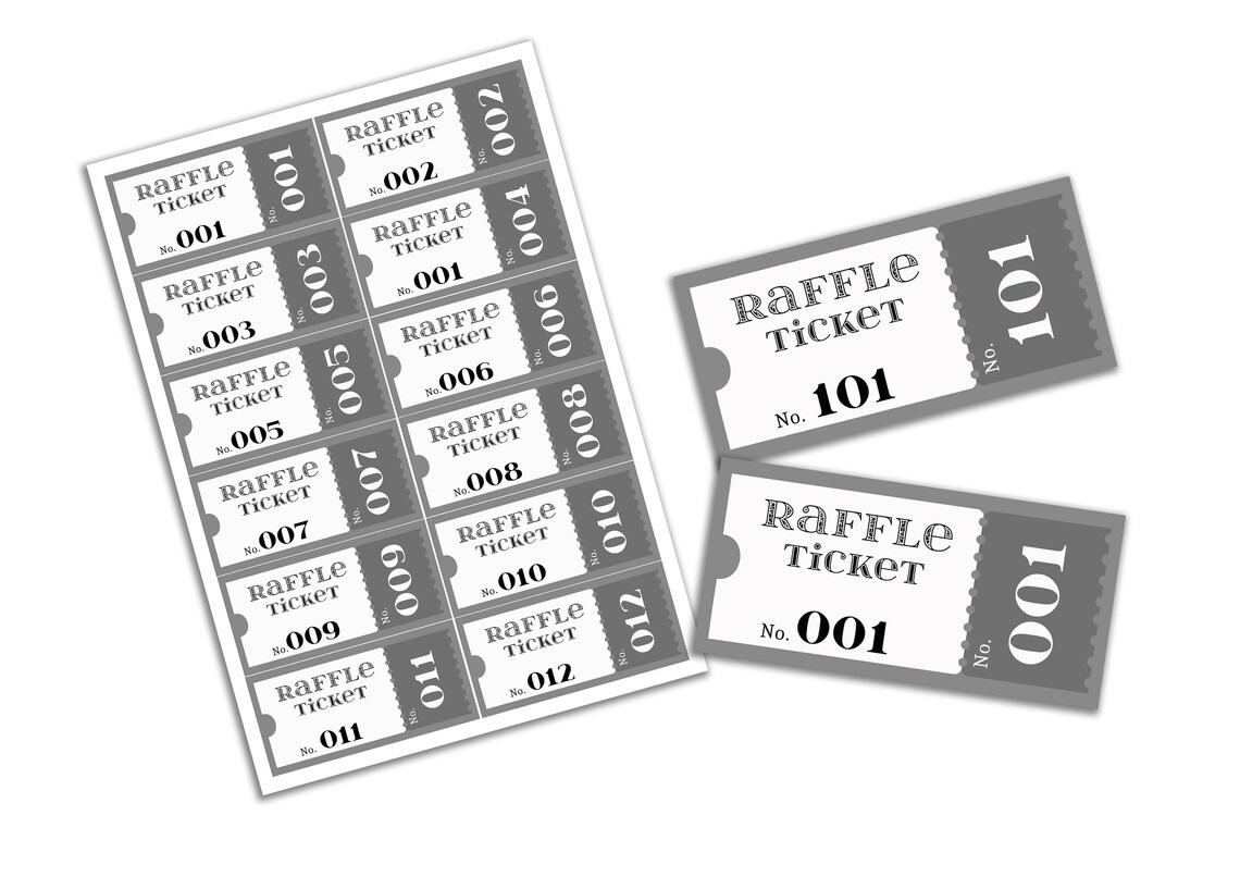 RAFFLE TICKET PRINTABLE, Raffle Ticket Numbers, Activity Raffle Ticket ...